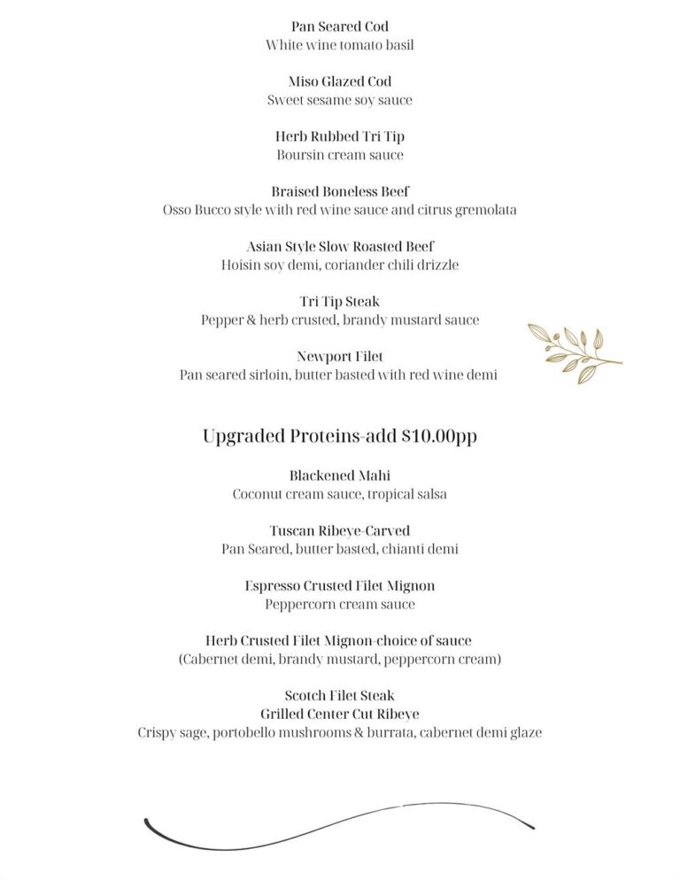 Cal Fresh Classic Menu – California Fresh Catering